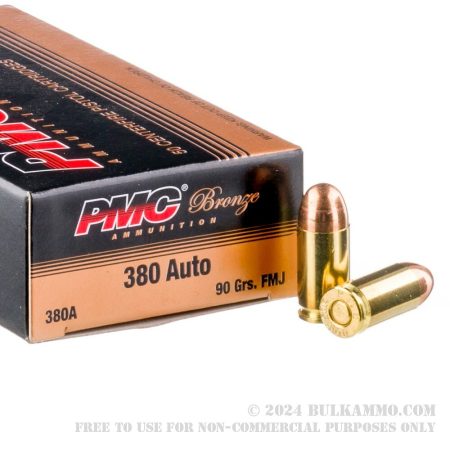 1000 Rounds of .380 ACP Ammo by PMC - 90gr FMJ - Warrior Gun Store